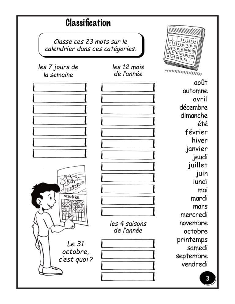 Le calendrier (4e/5e) - On les classe ! — Fiches reproductibles pour ...