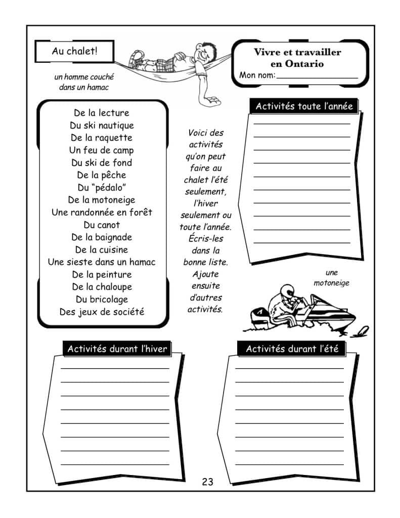 Vivre et travailler en Ontario - PDF - (3e) — Fiches reproductibles ...