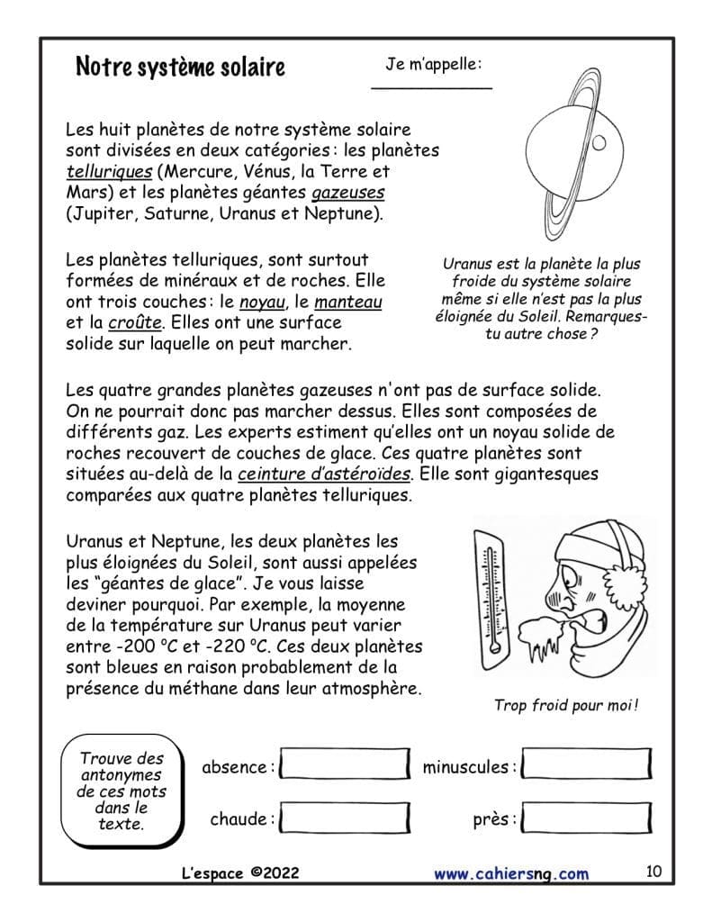 L'espace (6e année) - Nouvelle série ! NOUVEAUTÉ !! — Fiches ...