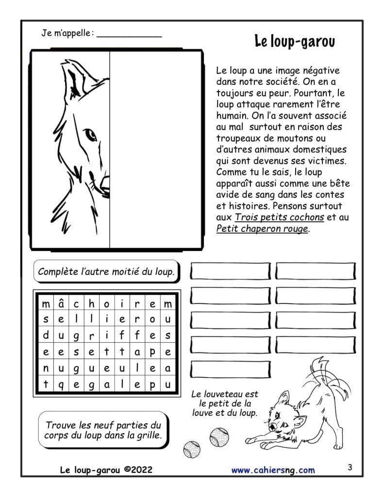 Le loup-garou (6e année) — Fiches reproductibles pour enseignant(e)s ...