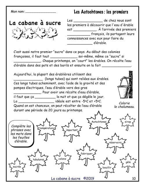 La cabane à sucre - Autochtones — Fiches reproductibles pour enseignant ...
