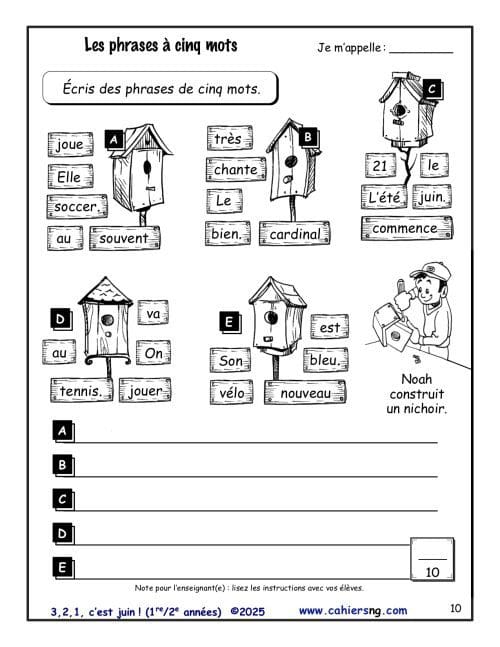 3, 2, 1, c’est juin ! – 1re/2e années - Les 5 phrases — Fiches ...